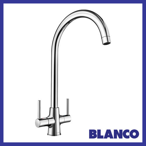 Blanco Loop Twin Kitchen Mixer Tap - Chrome - Taps.co.uk