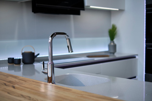 Trattoria Chrome Kitchen Tap with Square Spout Mixer
