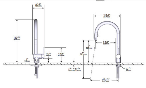 Azure Stainless Steel Kitchen Tap with Pull Down Spout