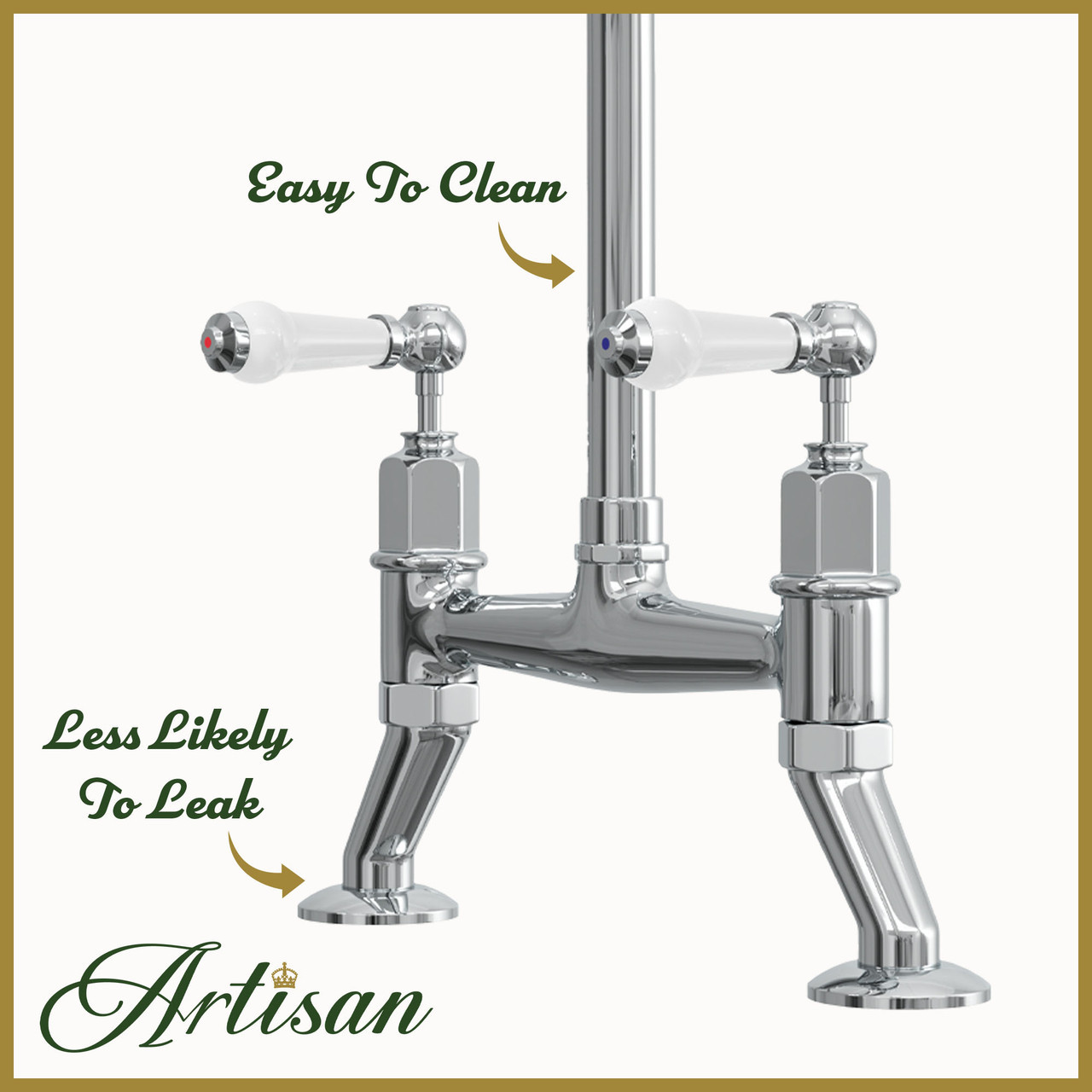 Artisan Mayfair Chrome Bridge Tap - Lever Handles | Taps.co.uk