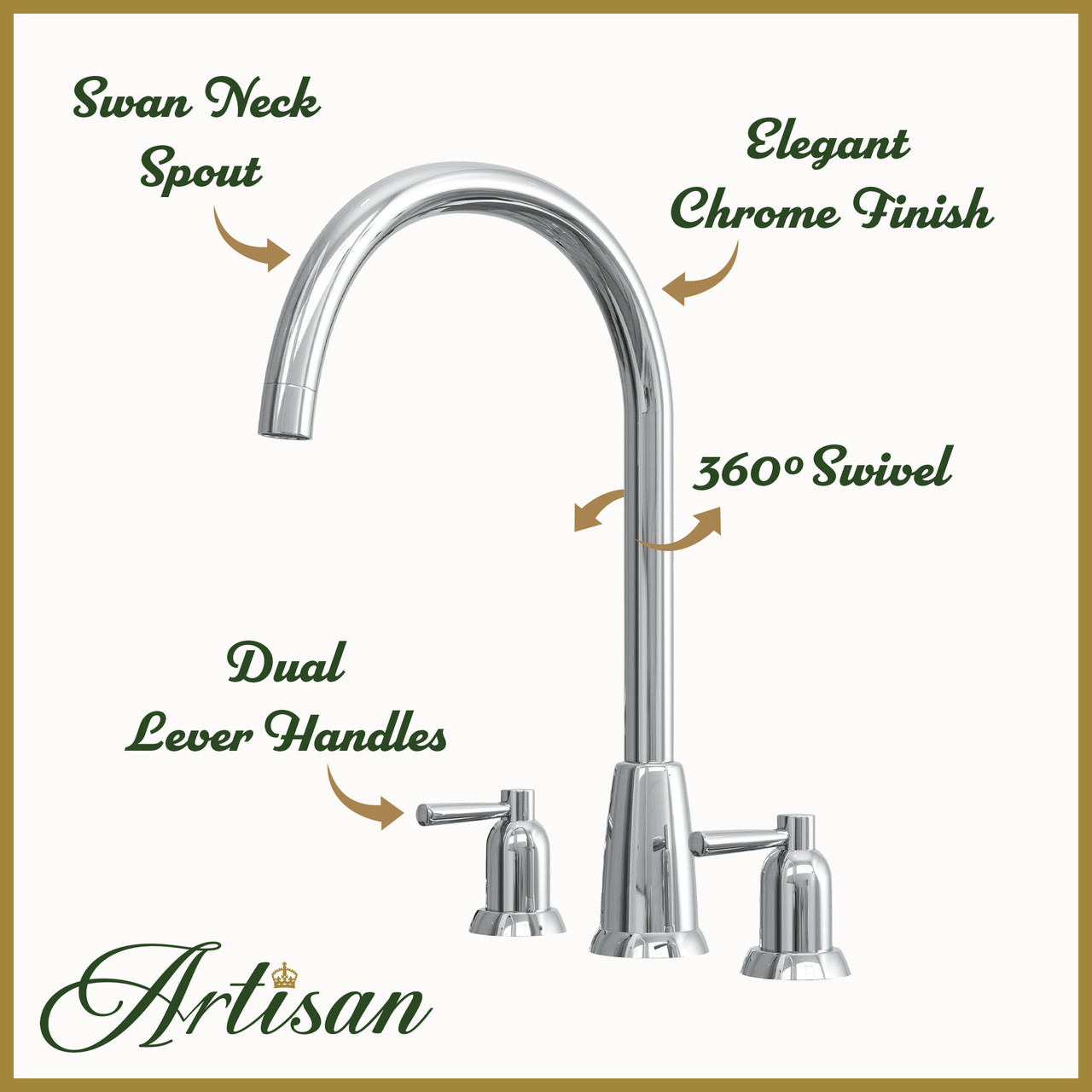 Artisan Kensington 3 Hole Chrome Kitchen Mixer Tap | Taps.co.uk