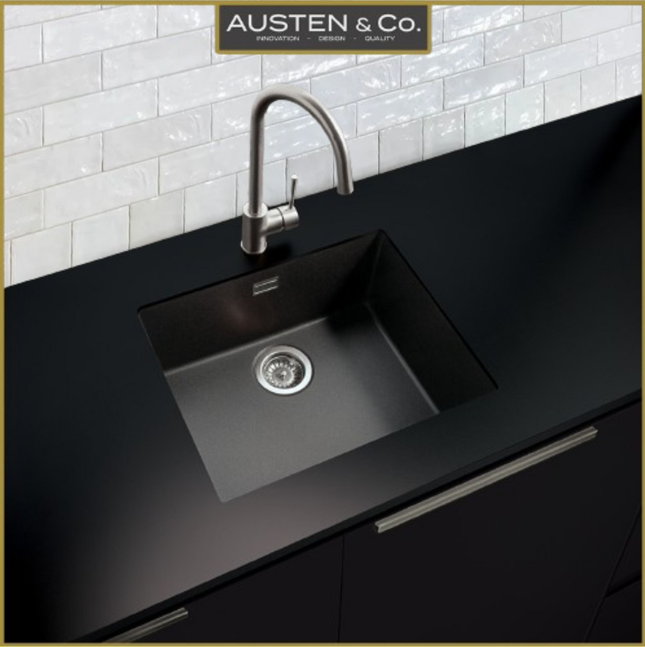 Austen & Co. Siena 1 bowl Granite Kitchen Sink Black | Taps.co.uk