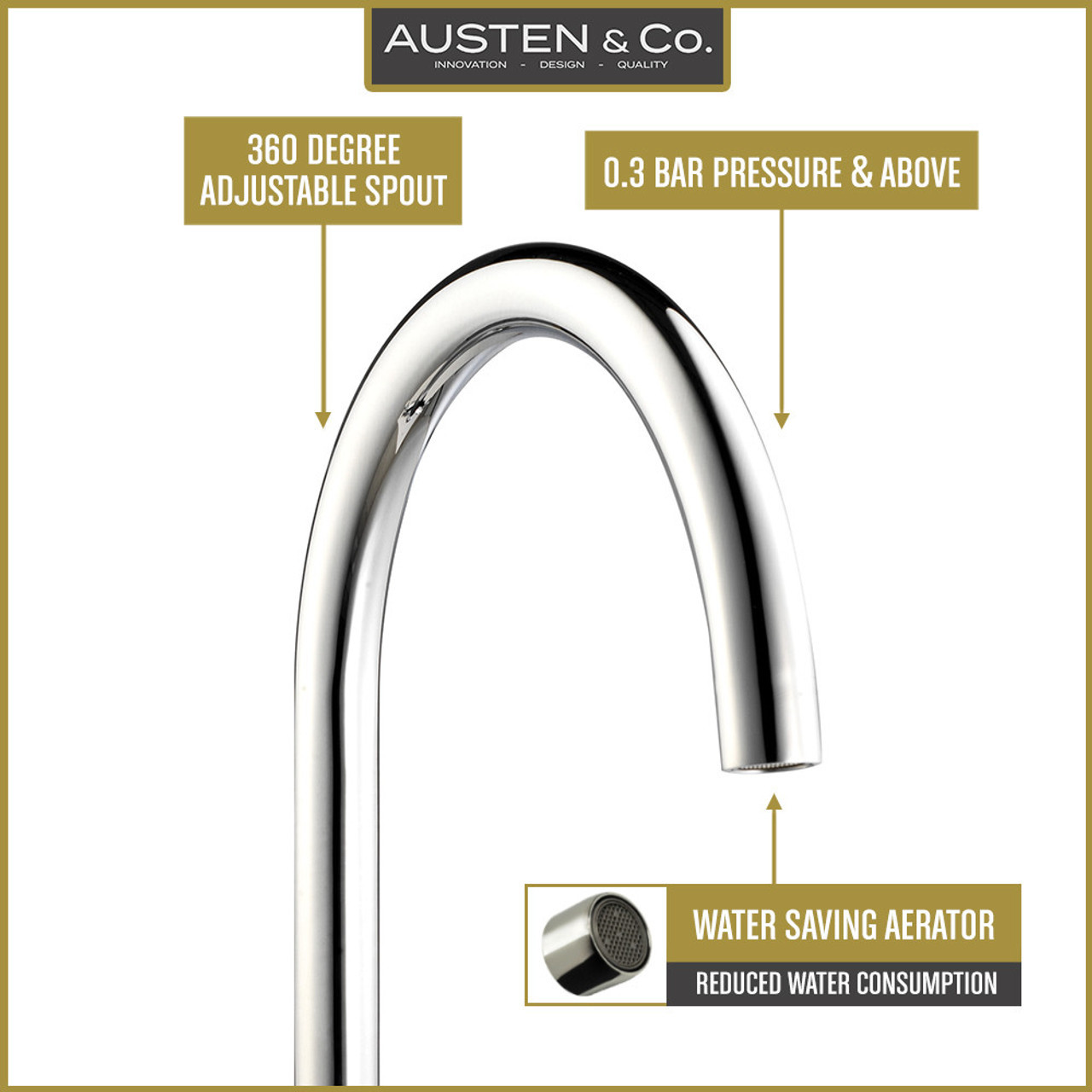 Austen&Co. Garda Sink, Chrome Tap, Plumbing Kit Combo | Taps