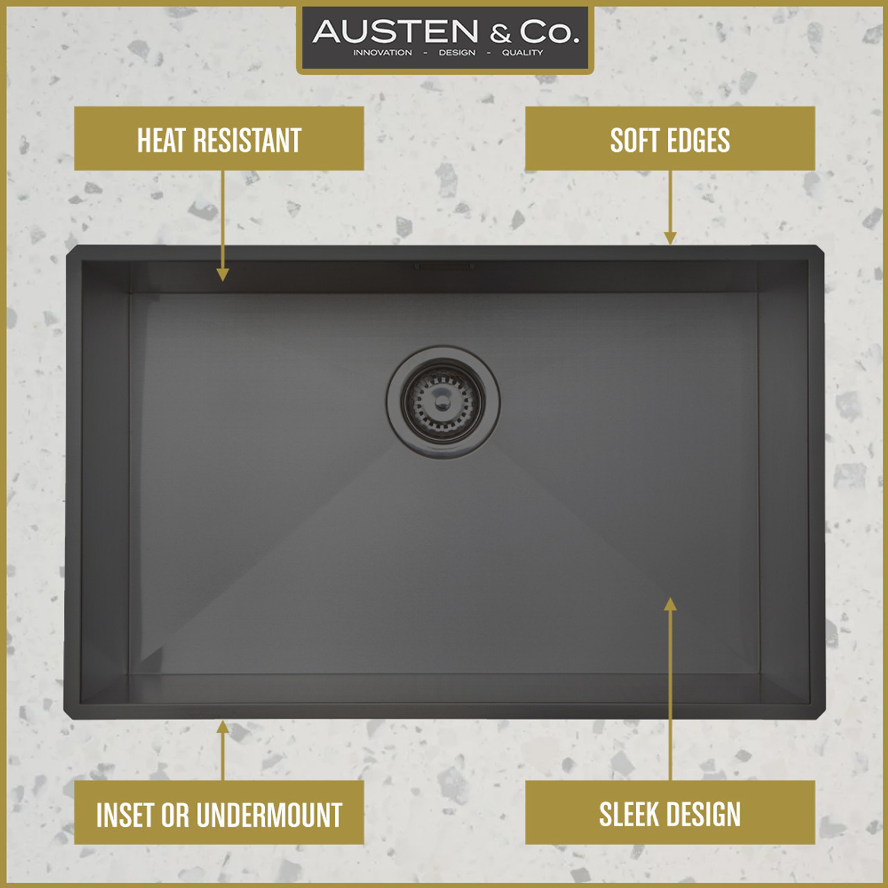 Austen & Co. Salento Jumbo Bowl Gunmetal Kitchen Sink | taps.co.uk