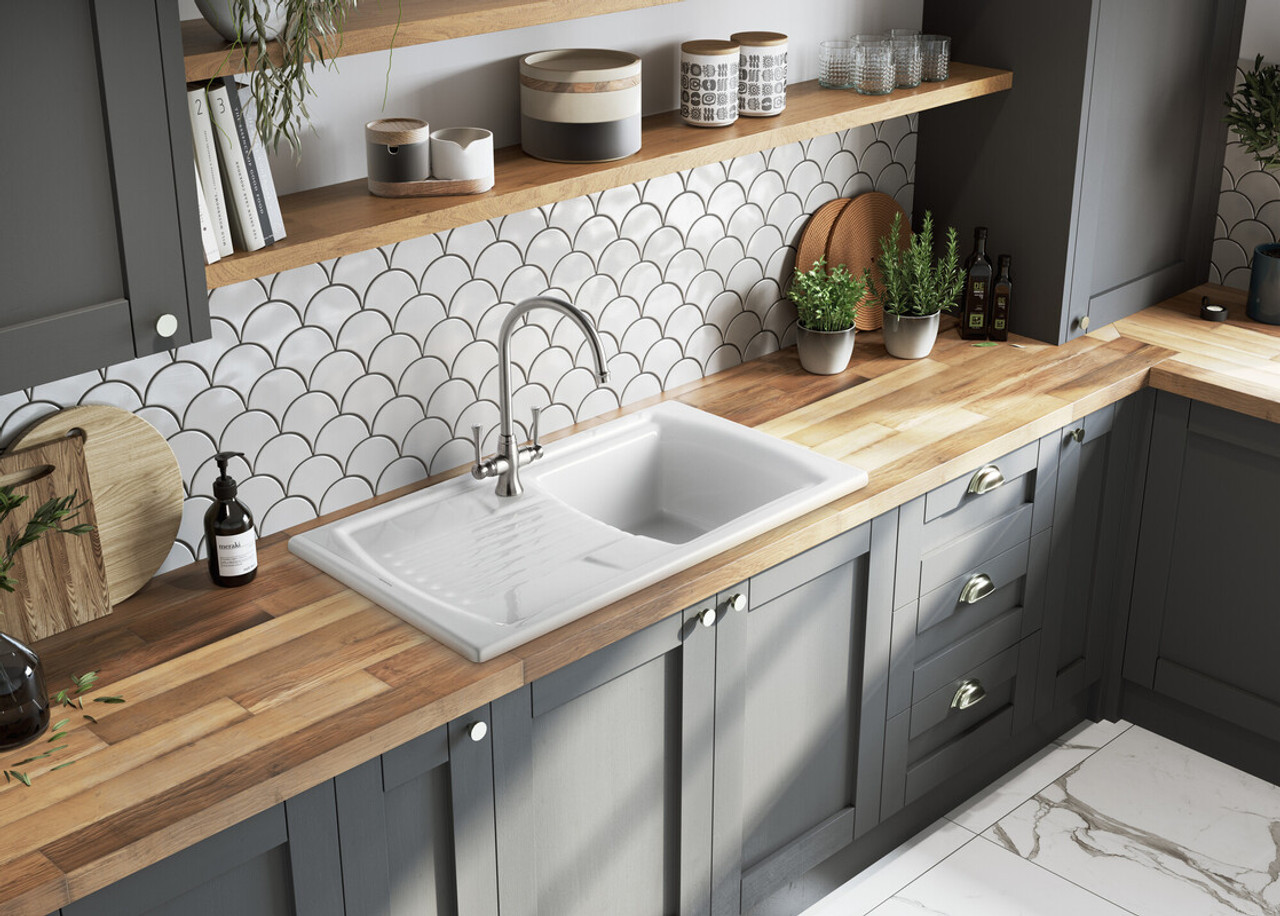 Rangemaster Tenby Single Bowl Ceramic Drainer Sink |sinks.co.uk