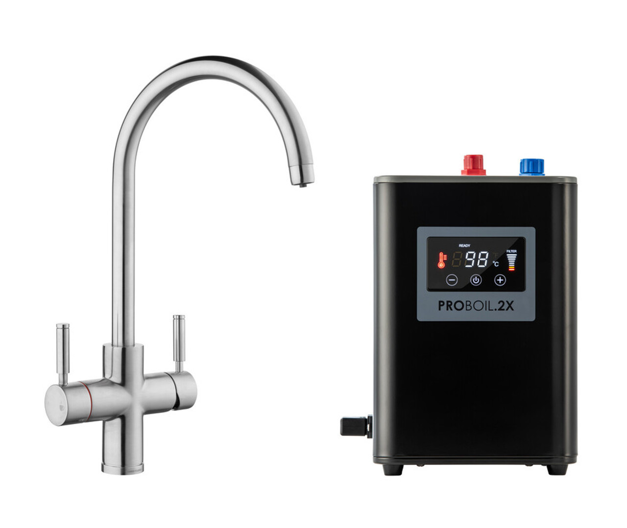 Rangemaster Geo Intense 4in1 Twin Lever Mixer Tap | taps.co.uk