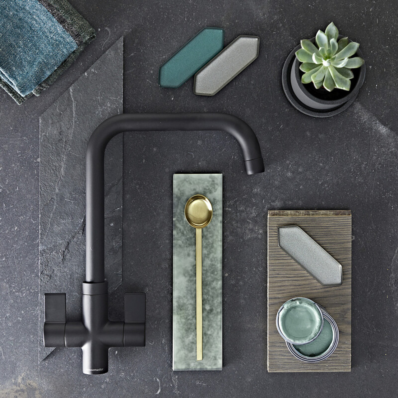 Rangemaster Aquaquad 2 Dual Mixer Tap Matt Black | taps.co.uk