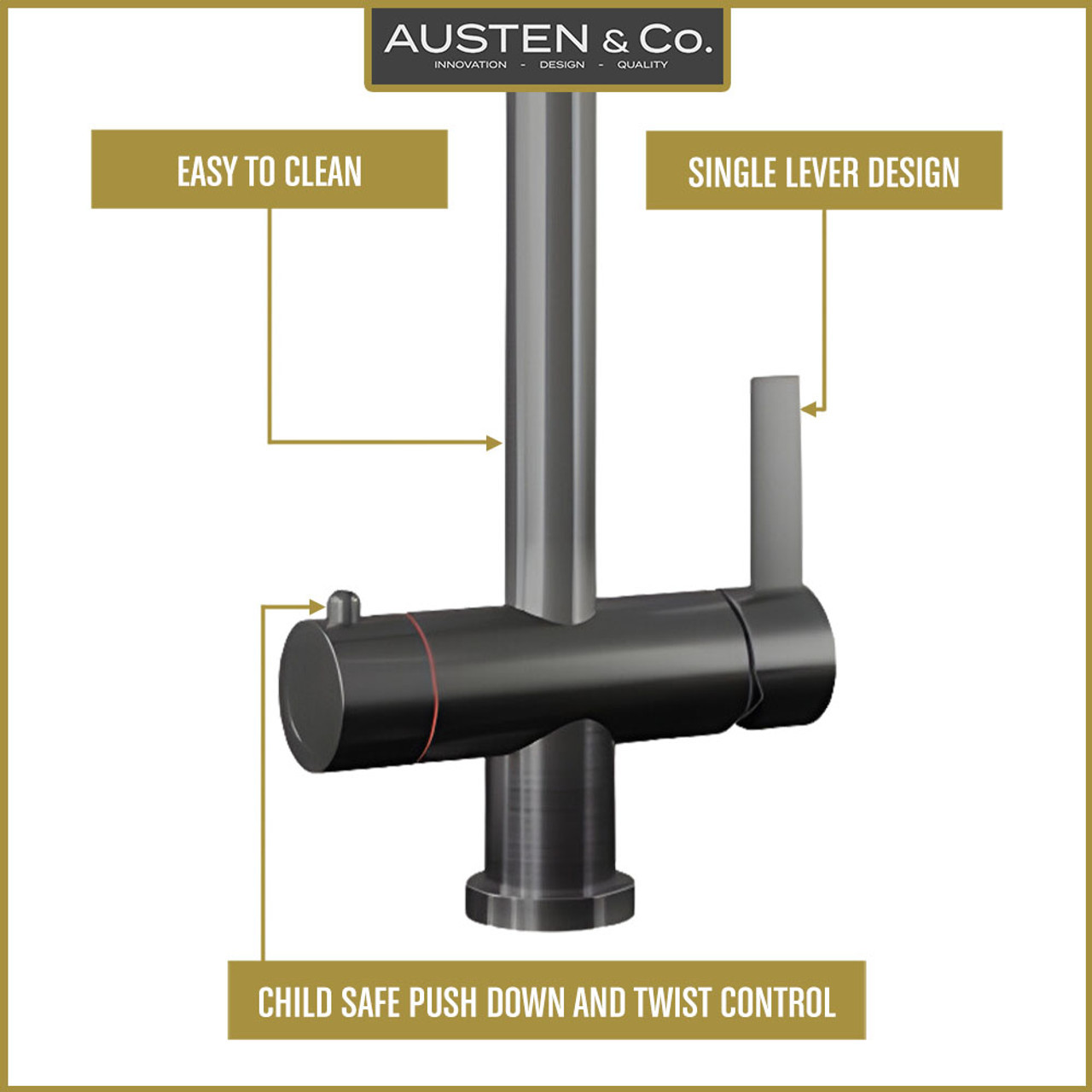 Austen & Co. Seville 4 in 1 Hot Tap Set Gun Metal | taps.co.uk