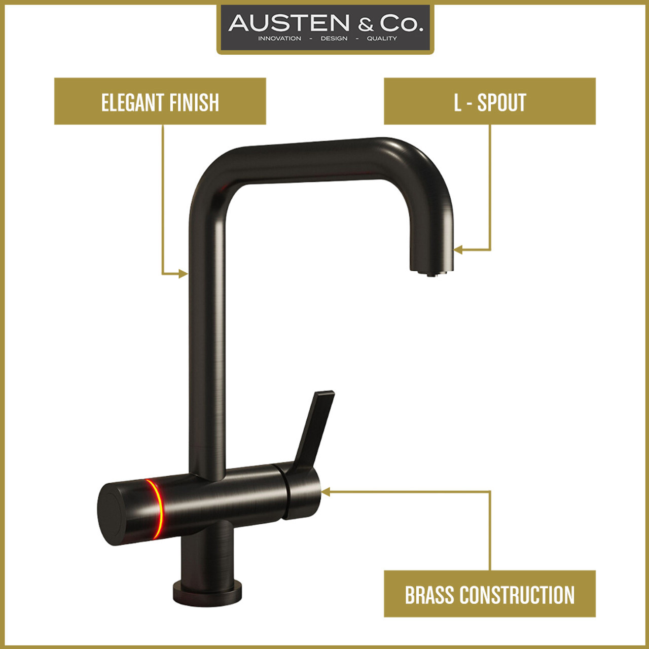 Austen & Co. Valencia 4 in 1 Digital Hot Tap Gun Metal | taps.co.uk