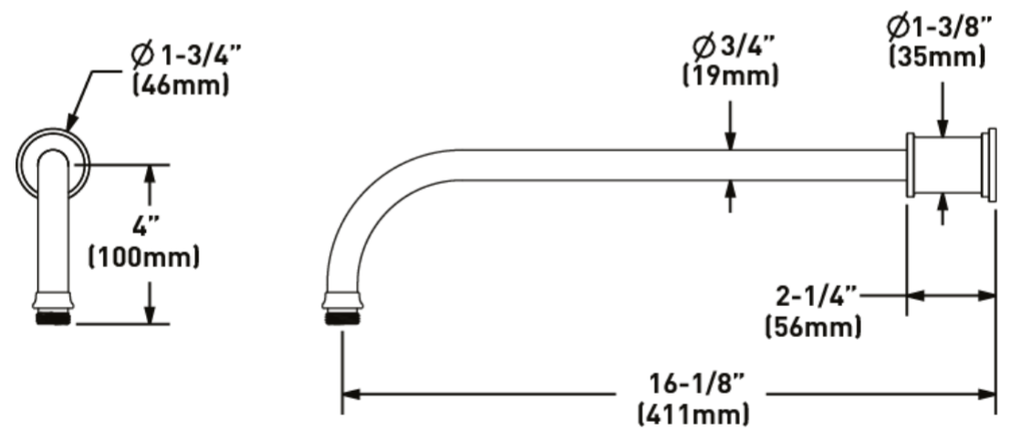 Perrin & Rowe Armstrong Overhead Shower Arm | taps.co.uk
