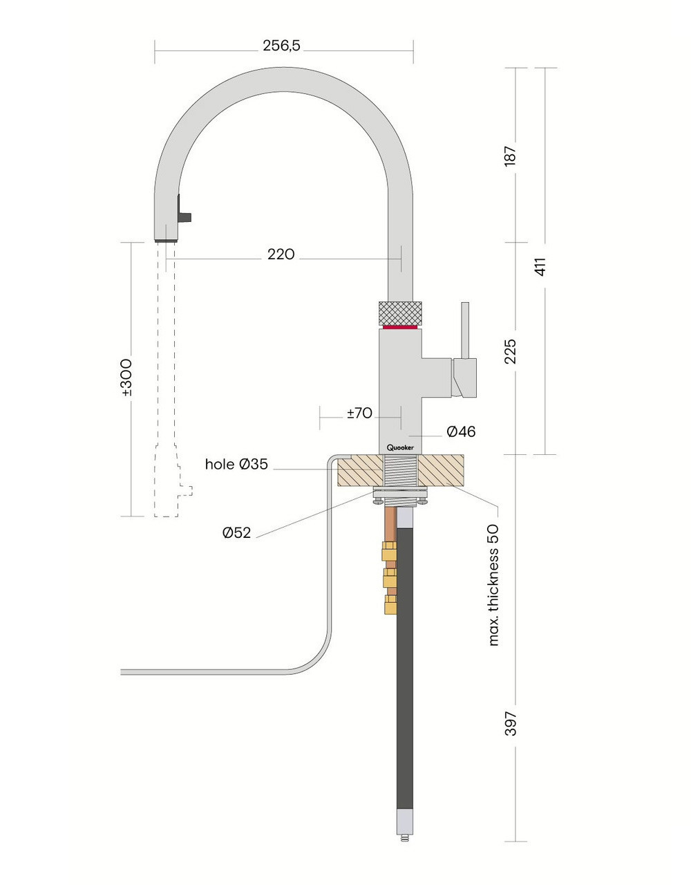 Quooker Tap Flex Stainless Steel | Instant Boiling Water Tap
