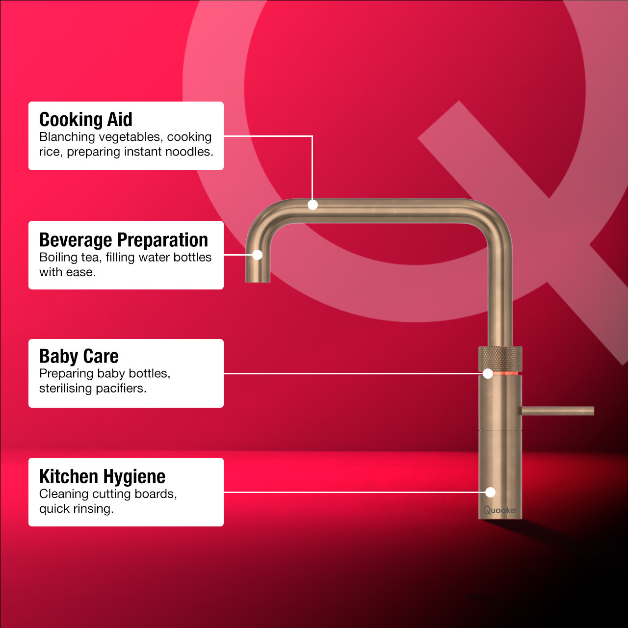 Quooker Tap Fusion Square Patinated Brass | Instant Boiling Tap