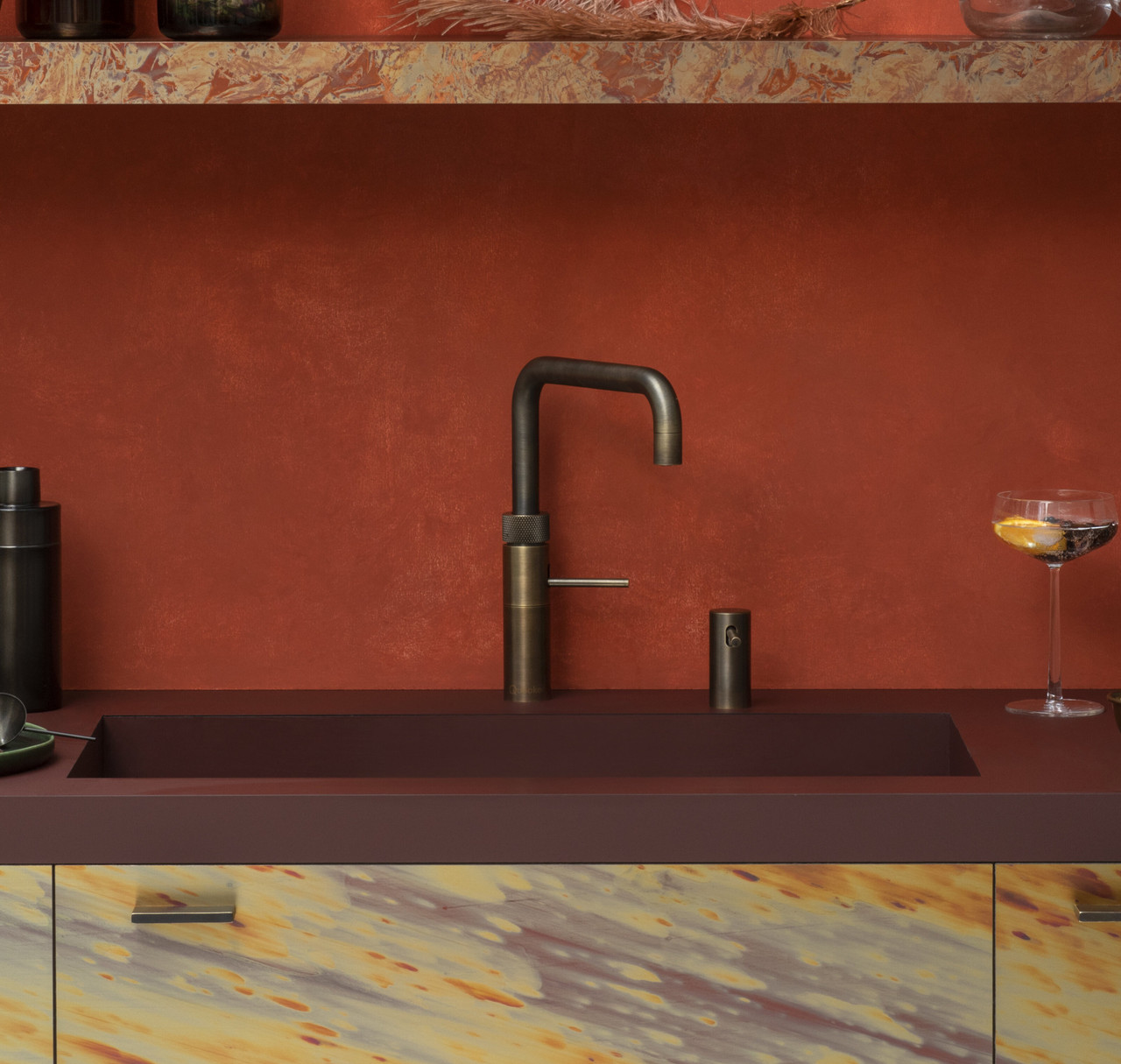 Quooker Tap Fusion Square Patinated Brass | Instant Boiling Tap