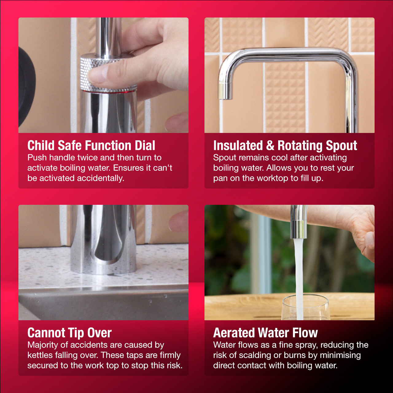 Quooker Tap Nordic Square Chrome | Instant Boiling Water Tap