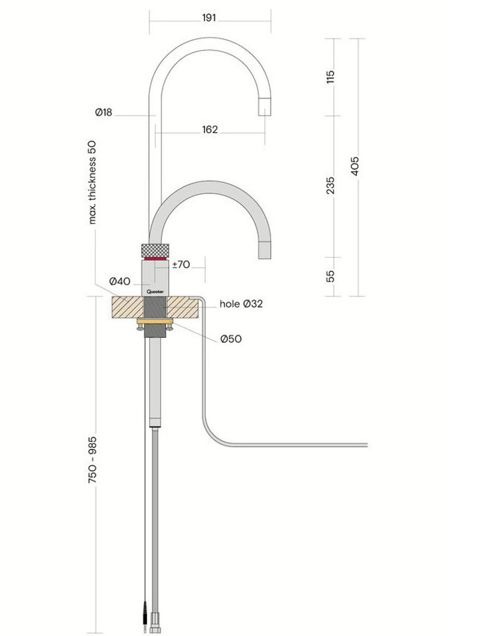 Quooker Tap Nordic Round Chrome | Instant Boiling Water Tap