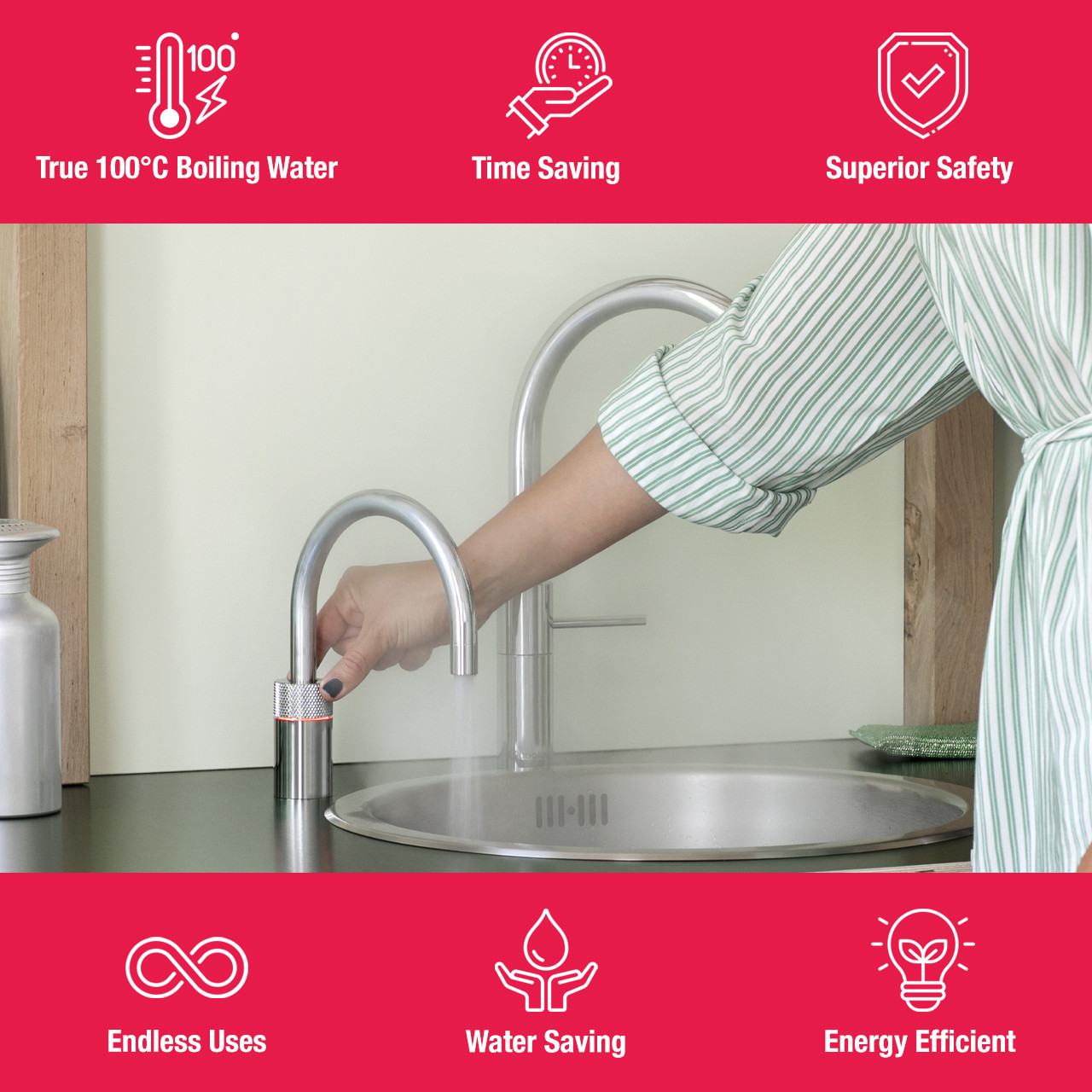 Quooker Tap Nordic Round Chrome | Instant Boiling Water Tap