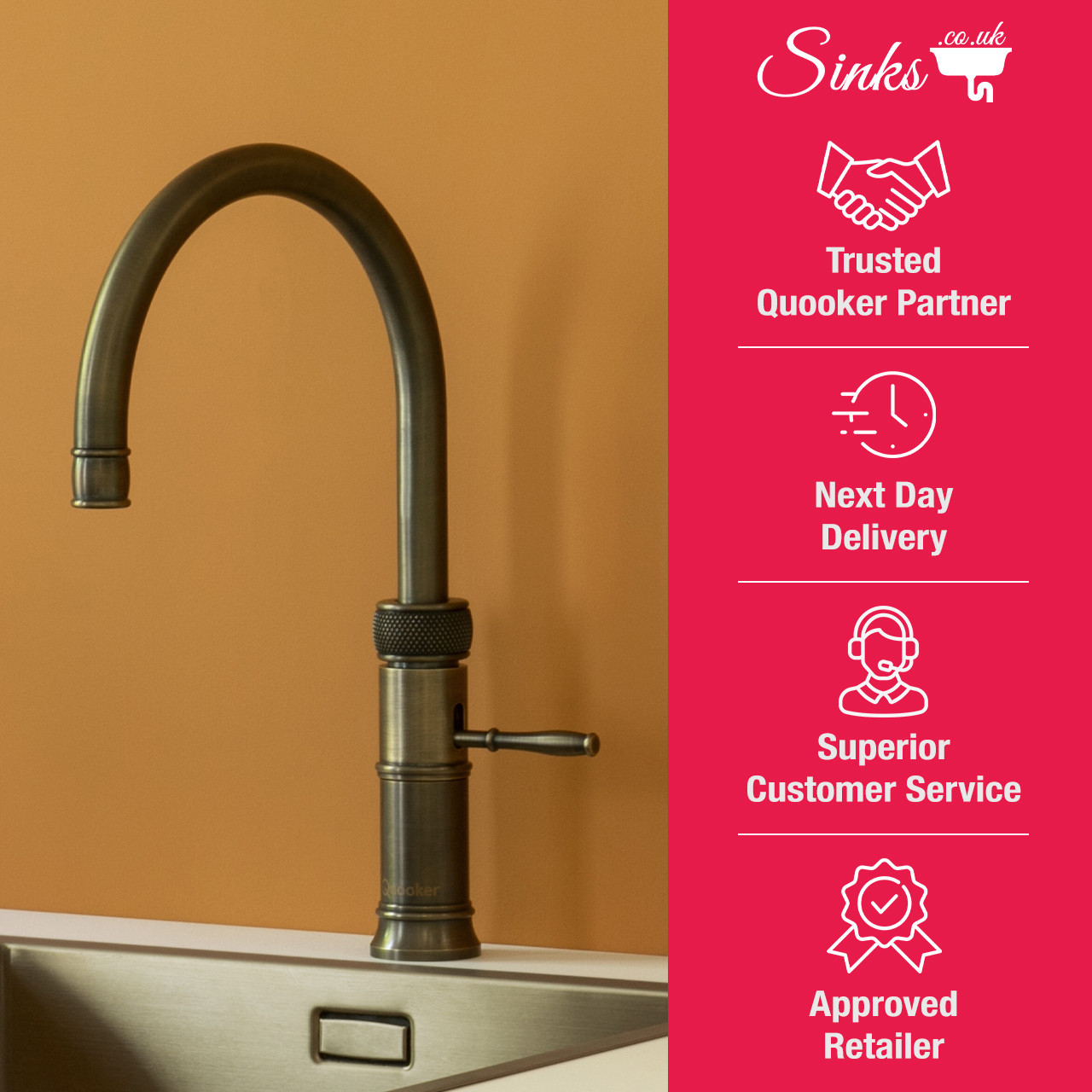 Quooker Tap Classic Fusion Round Patinated Brass | Boiling Tap