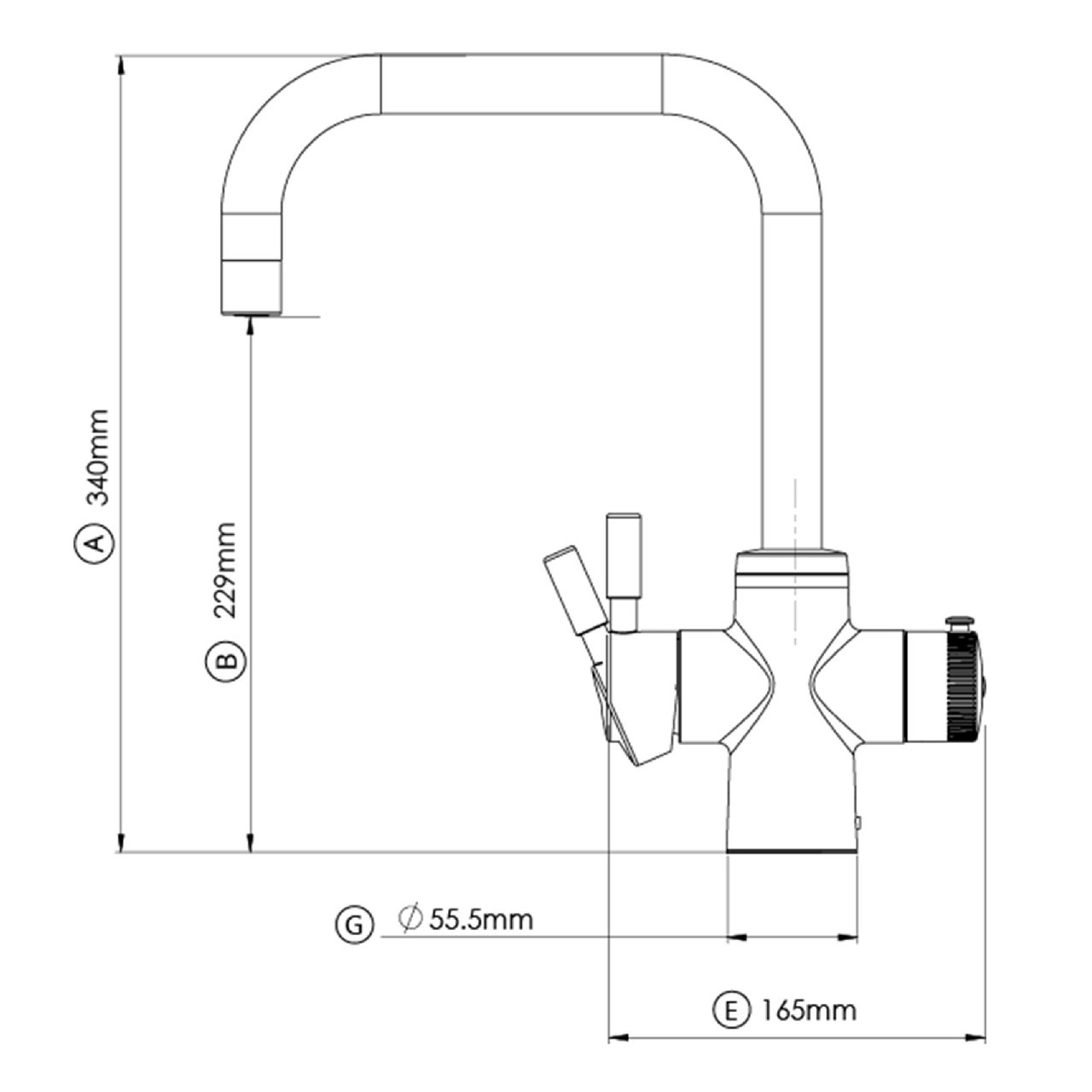 Black 4-in-1 Boiling Water Tap for Kitchen - 2L Tank