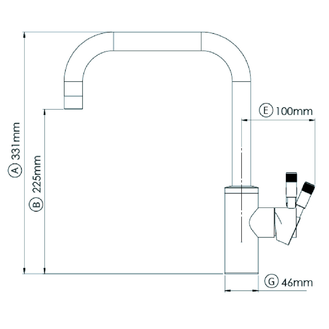 Square Copper Modern Kitchen Mixer Tap Single Lever