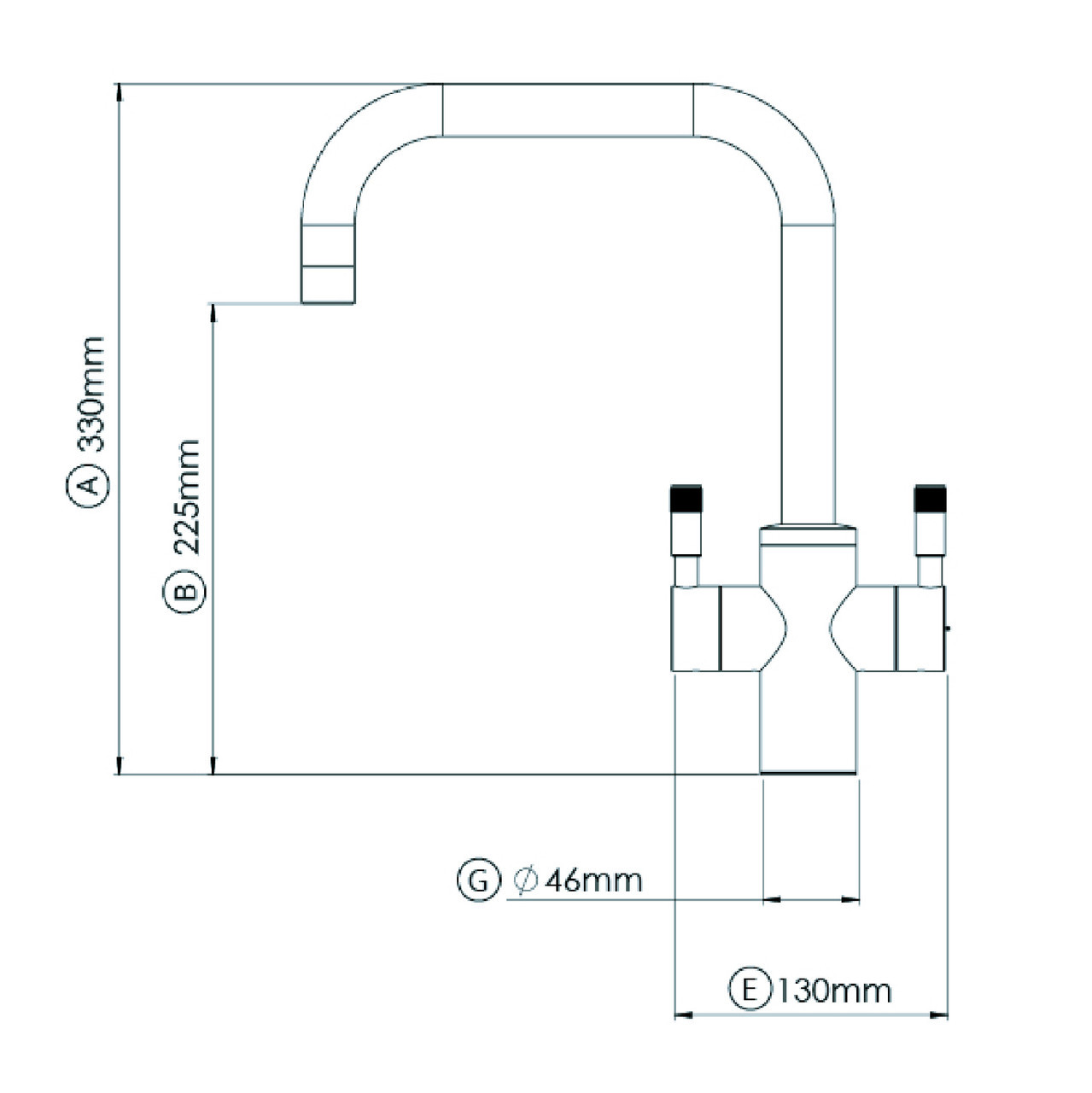 Square Copper Modern Kitchen Mixer Tap Dual Lever