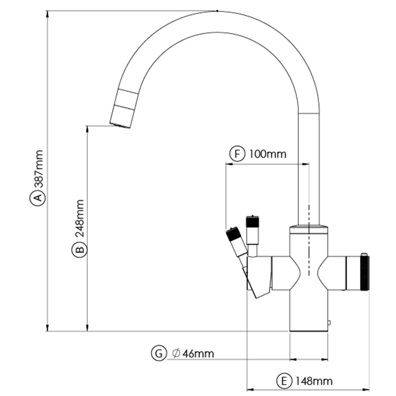 Copper 4-in-1 Boiling Water Tap with 7L Tank