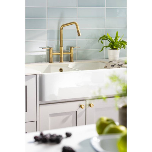 Abode Hex Pull Out Dual Lever Bridge Kitchen Tap - Taps.co.uk