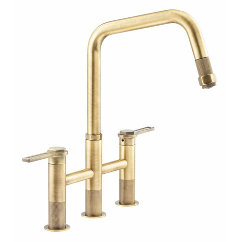 Abode Hex Pull Out Dual Lever Bridge Kitchen Tap - Taps.co.uk