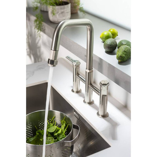 Abode Hex Pull Out Dual Lever Bridge Kitchen Tap - Taps.co.uk