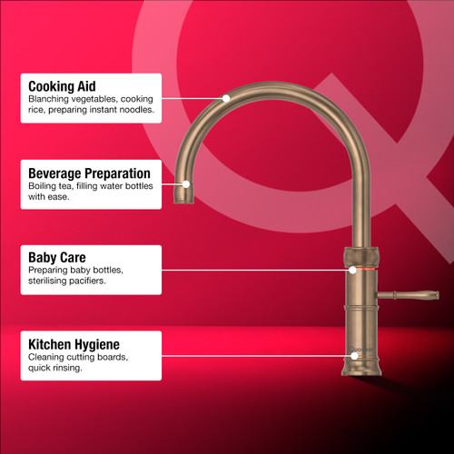 Quooker Tap Classic Fusion Round Patinated Brass | Boiling Tap