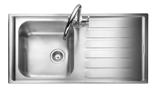 Rangemaster Manhattan 1 Bowl Right Drainer SS Sink | taps.co.uk