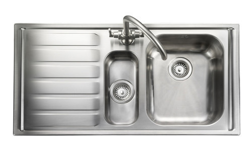 Rangemaster Manhattan 1.5Bowl Left Drainer SS Sink | taps.co.uk