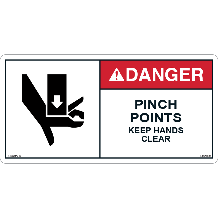 ANSI Safety Label - Danger - Pinch Points -Keep Hands Clear - Vertical