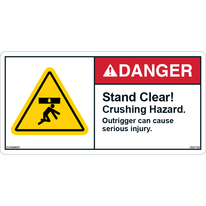 ANSI Safety Label - Danger - Stand Clear - Crushing Hazard