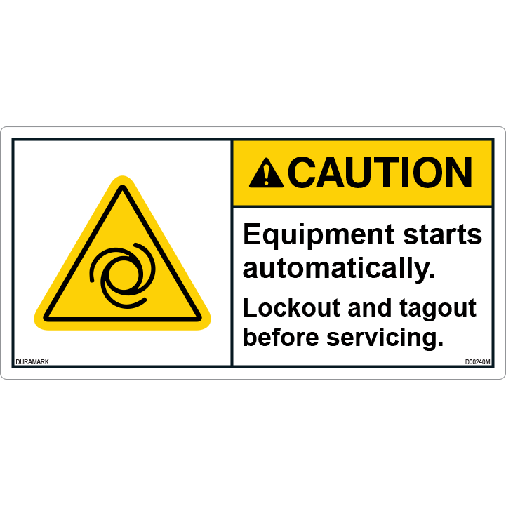 ANSI Safety Label - Caution - Equipment Start Automatically