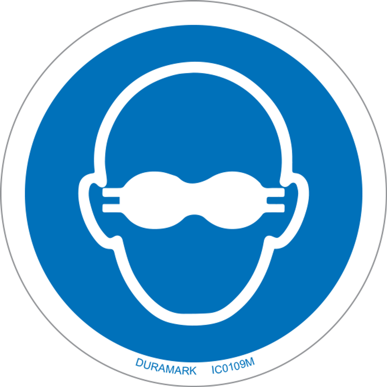 ISO safety label - Circle - Mandatory - Wear Opaque Eye Protection ISO safety label - Circle - Mandatory - Wear Opaque Eye Protection
