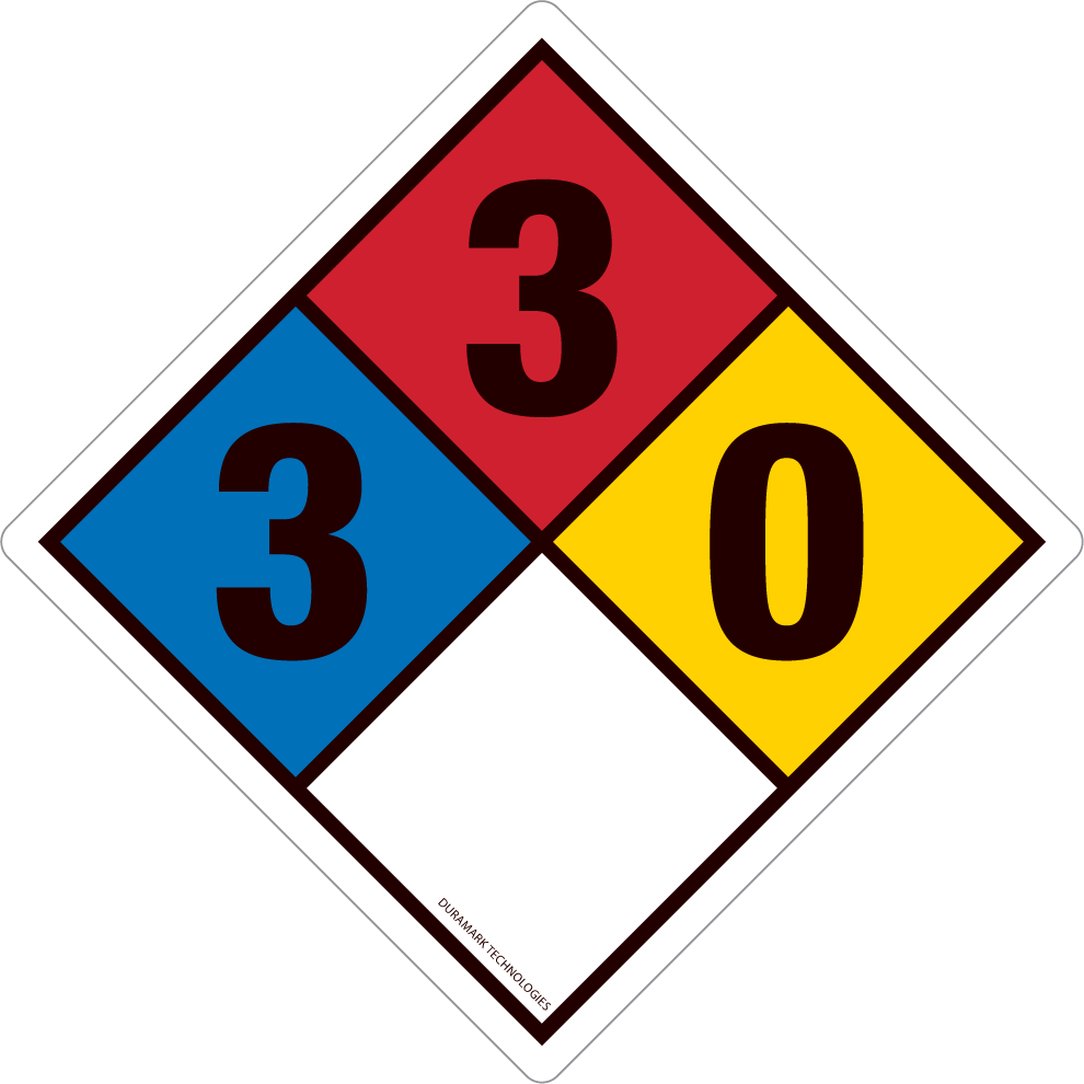 NFPA Diamond 3 3 0 Hazard Label