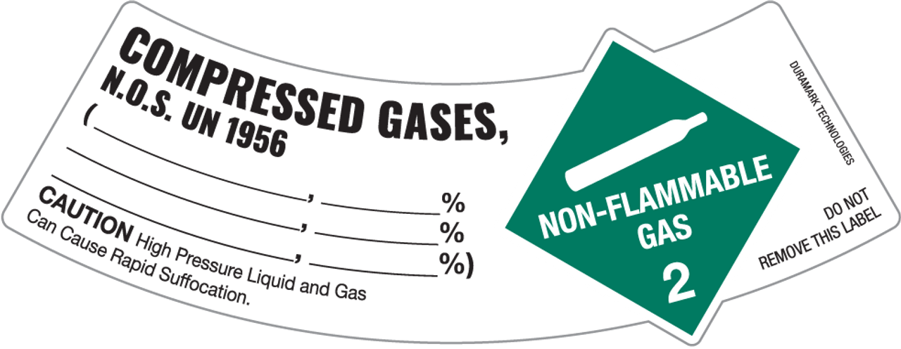 Cylinder Shoulder Label For Class 2 Non Flammable Gas Compressed Gases