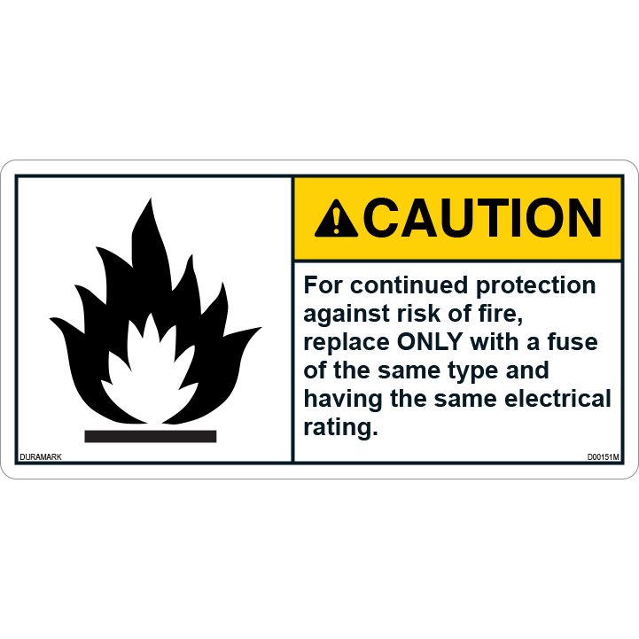 ANSI Safety Label - Caution - Electrical Safety - Same Fuse