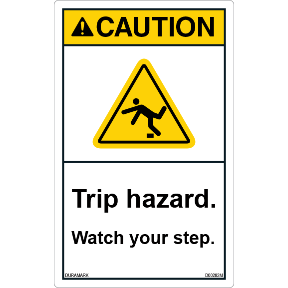 ANSI Safety Label - Caution - Watch Your Step - Trip Hazard - Tripping ...