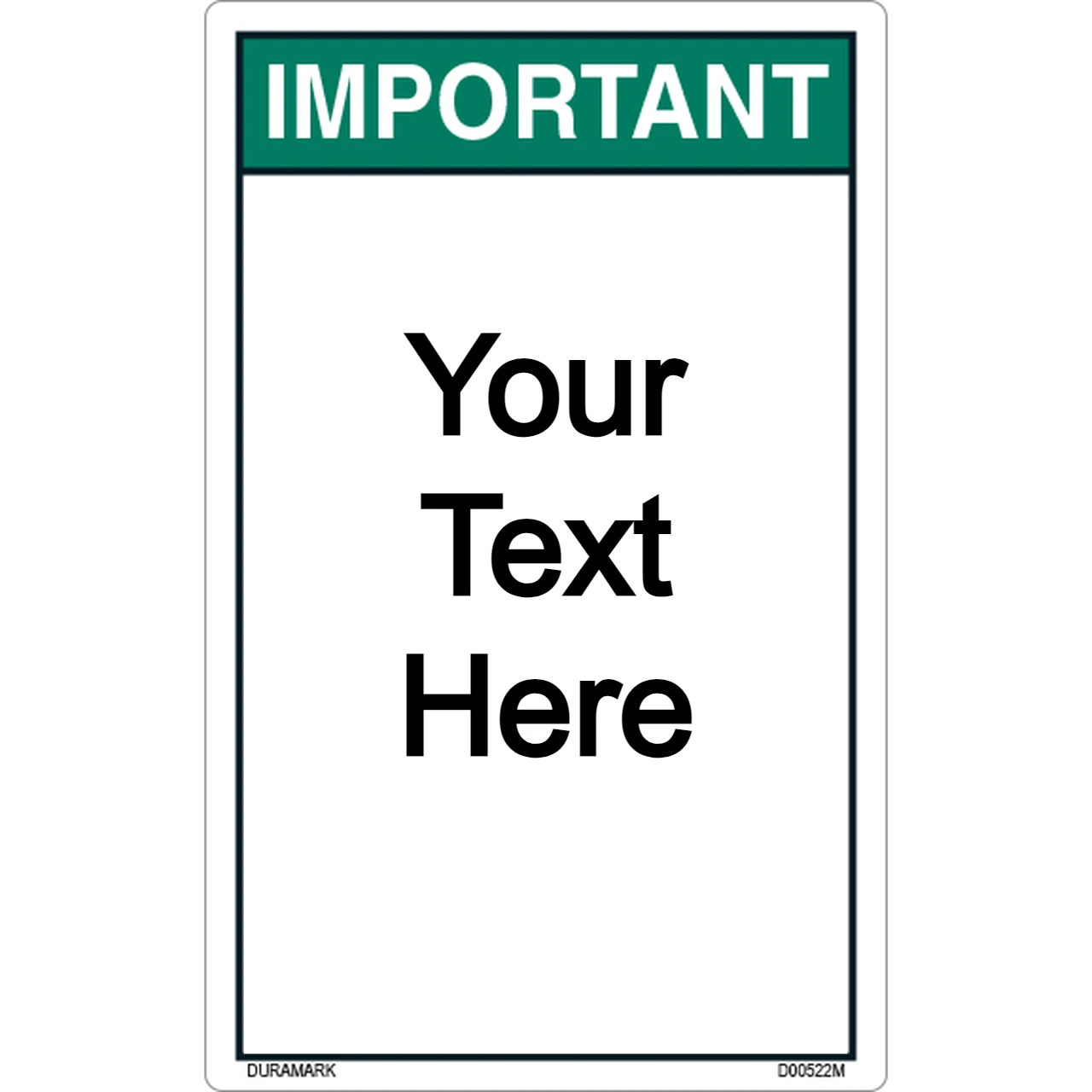 Custom Vertical Important Label - DuraMark Technologies