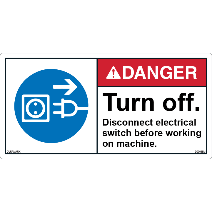 ANSI Safety Label - Caution - Electrical Safety - Turn Off/Unplug