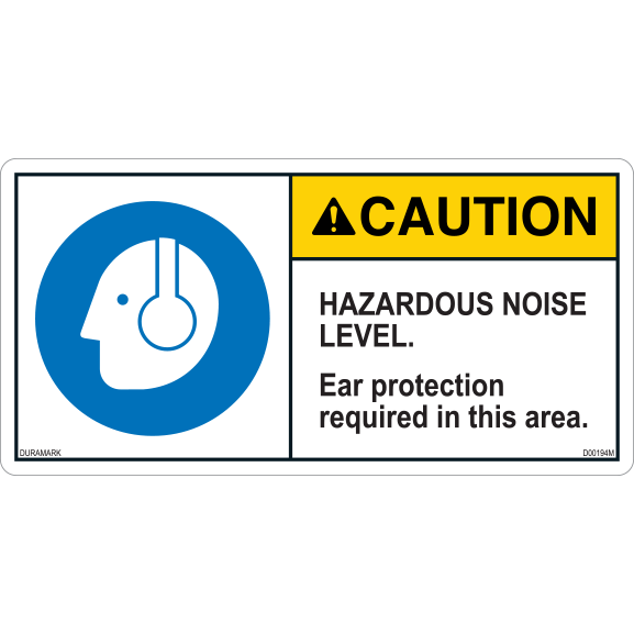 ANSI Safety Label - Caution - Ear Protection - Hazardous Noise Level