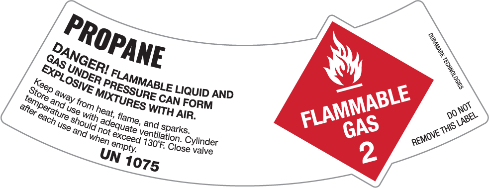 Cylinder Shoulder Label For Class 2 Flammable Gas: Propane - Danger ...