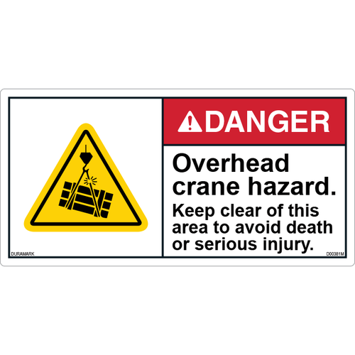 ANSI Safety Label - Danger - Crane - Overhead Hoist