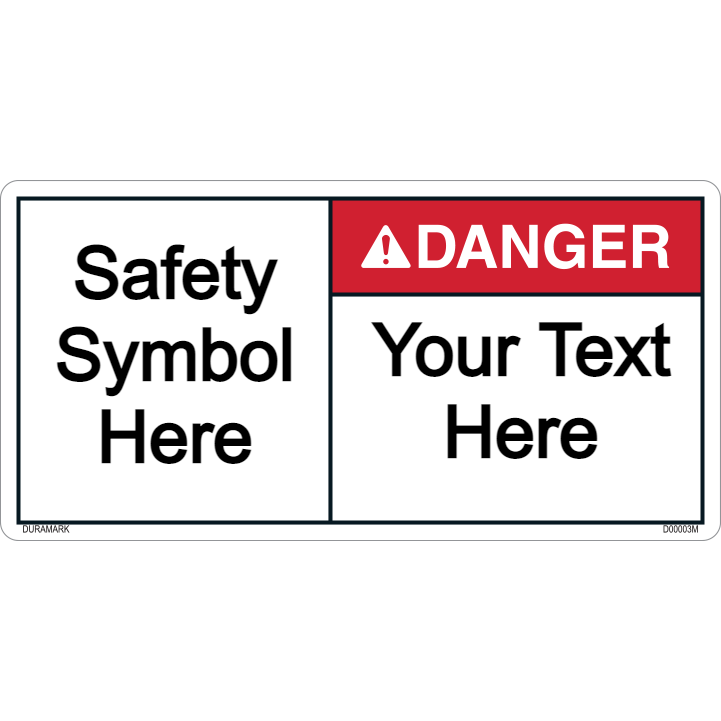 Custom Vertical Danger Label with Symbol - DuraMark Technologies
