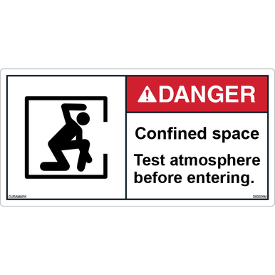 ANSI Safety Label - Danger - Confined Space - Test Atmosphere