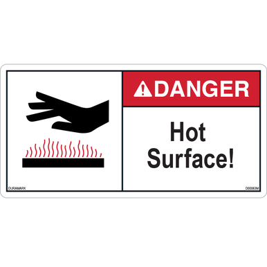 ANSI Safety Label - Danger - Hot Surface - Hand