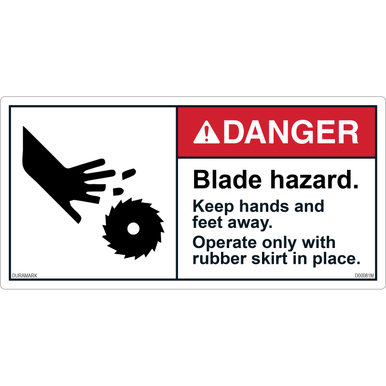 ANSI Safety Label - Danger - Blade Hazard - Hands and Feet