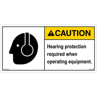 ANSI Safety Label - Caution - Hearing Protection Required - Operating ...