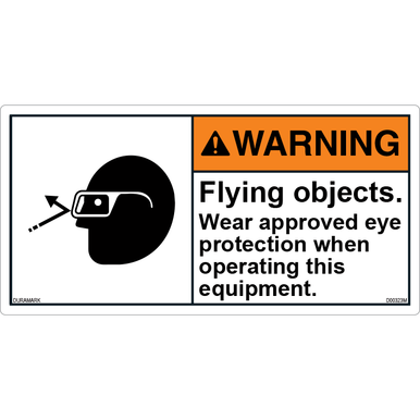 ANSI Safety Label - Warning - Flying Objects